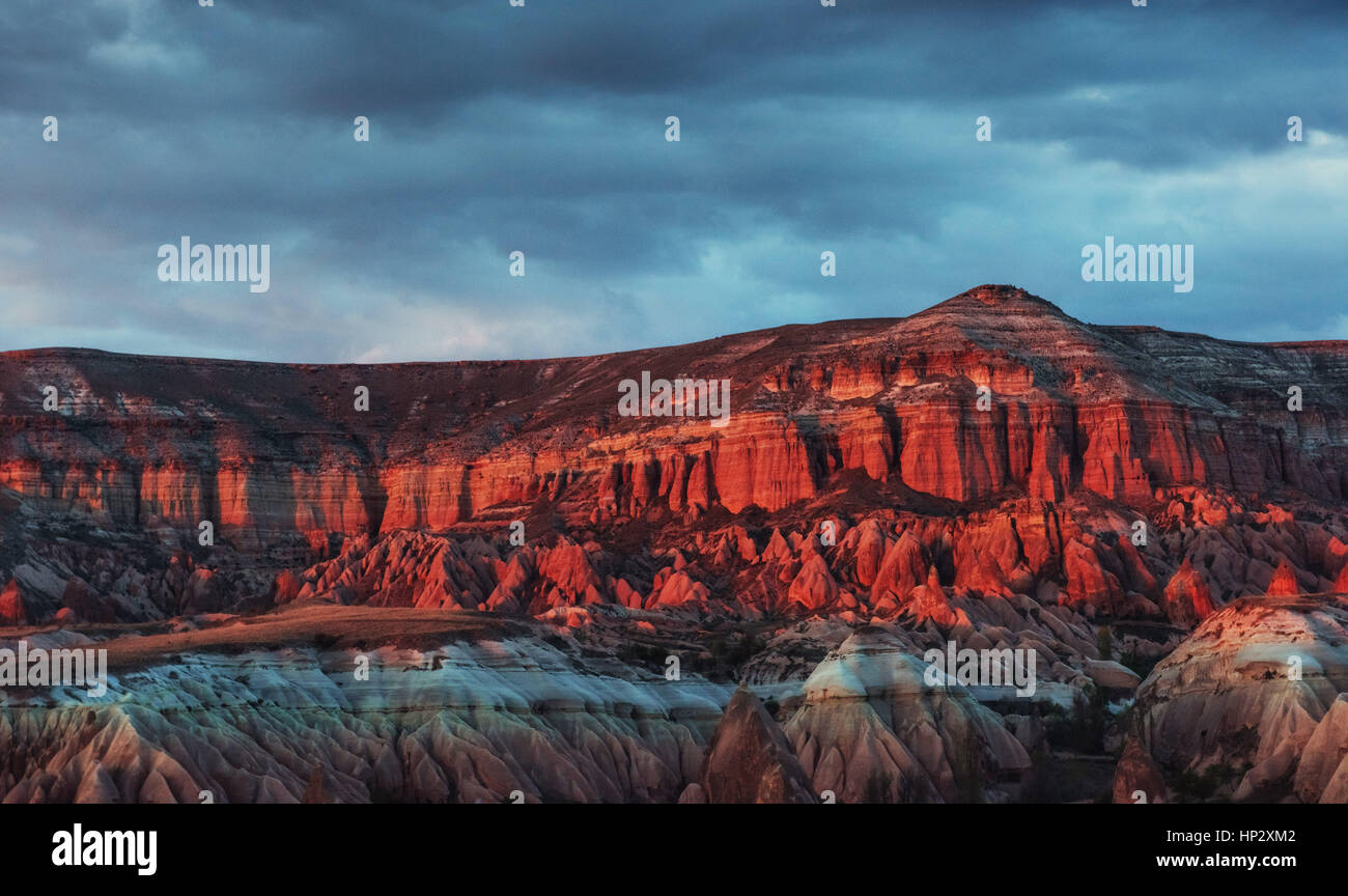 Panorama of unique geological formations in Cappadocia, Turkey Stock ...