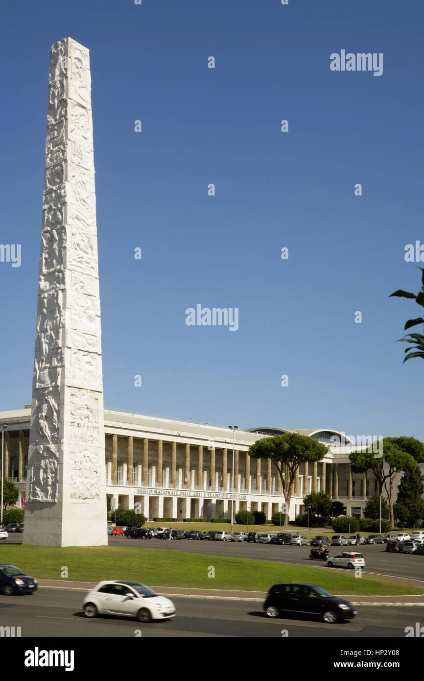 The 147ft tall Marconi Obelisk in Piazza Marconi in the EUR district of ...