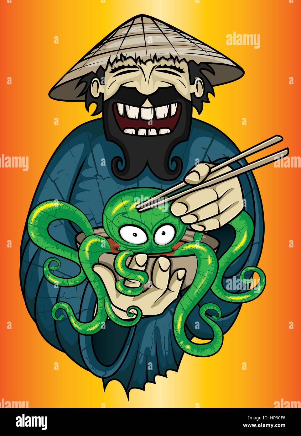 smiling vietnamese guy serving exotic asian octopus soup Stock Photo ...