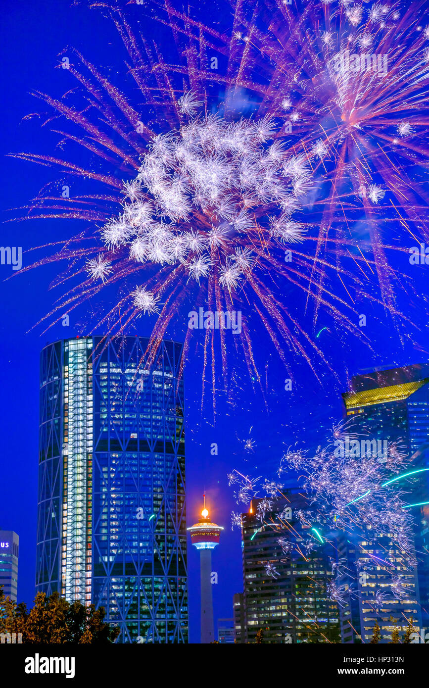 Calgary tower alberta fireworks hi-res stock photography and images - Alamy