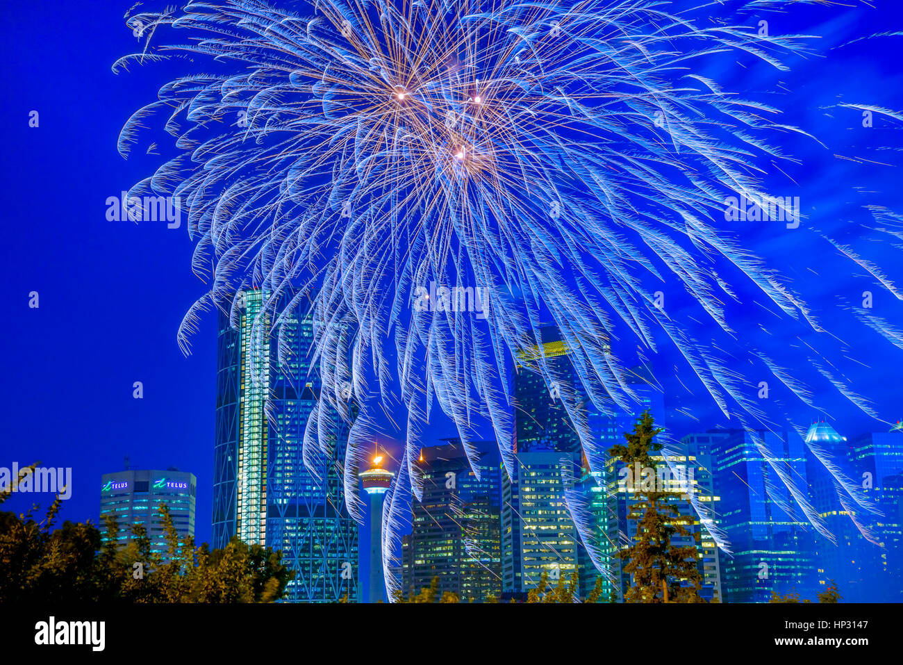Canada Day Fireworks, Calgary, Alberta, Canada Stock Photo - Alamy