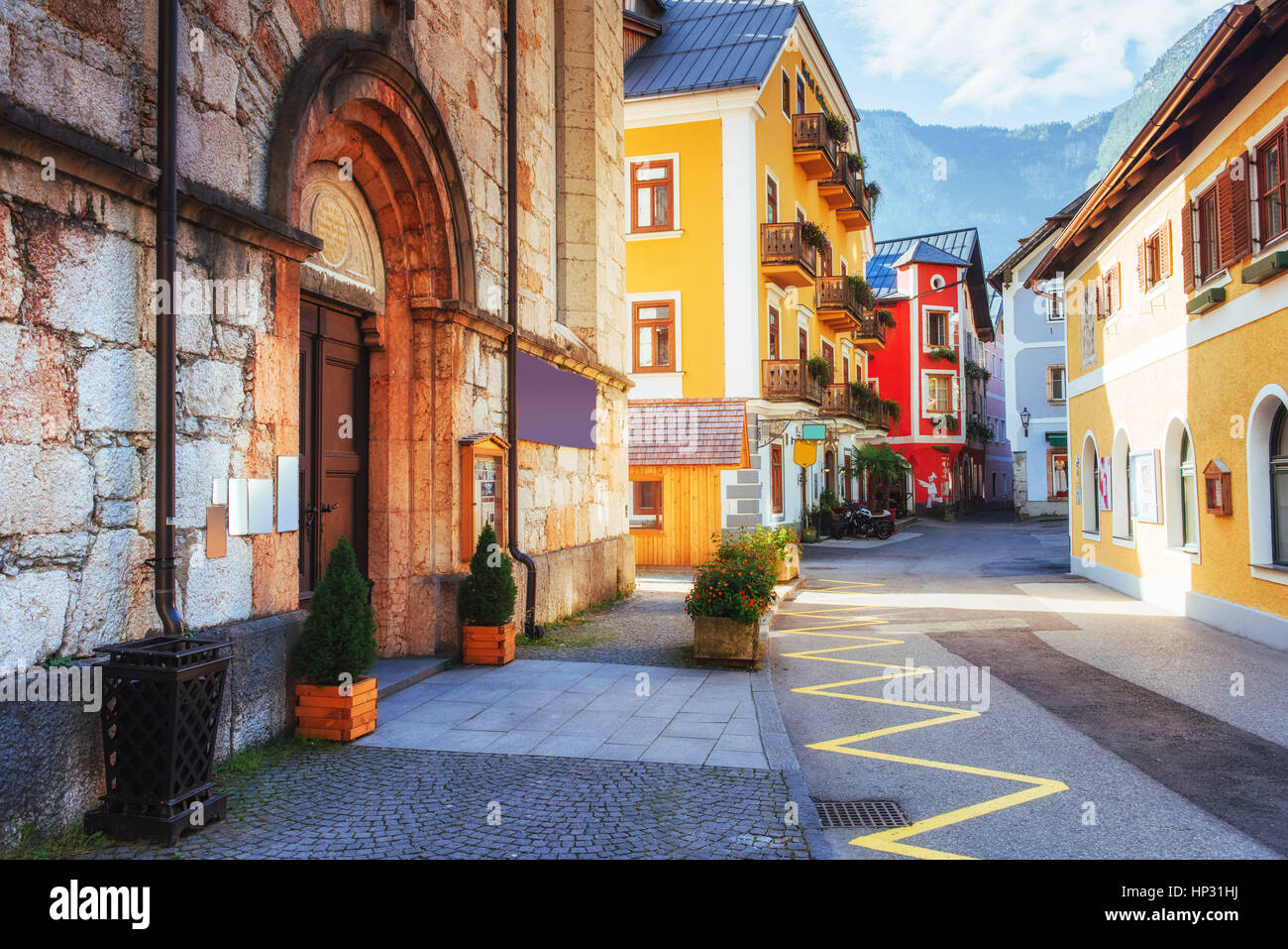 Buildings and streets. Beauty world. Hallstatt. Austria Stock Photo - Alamy