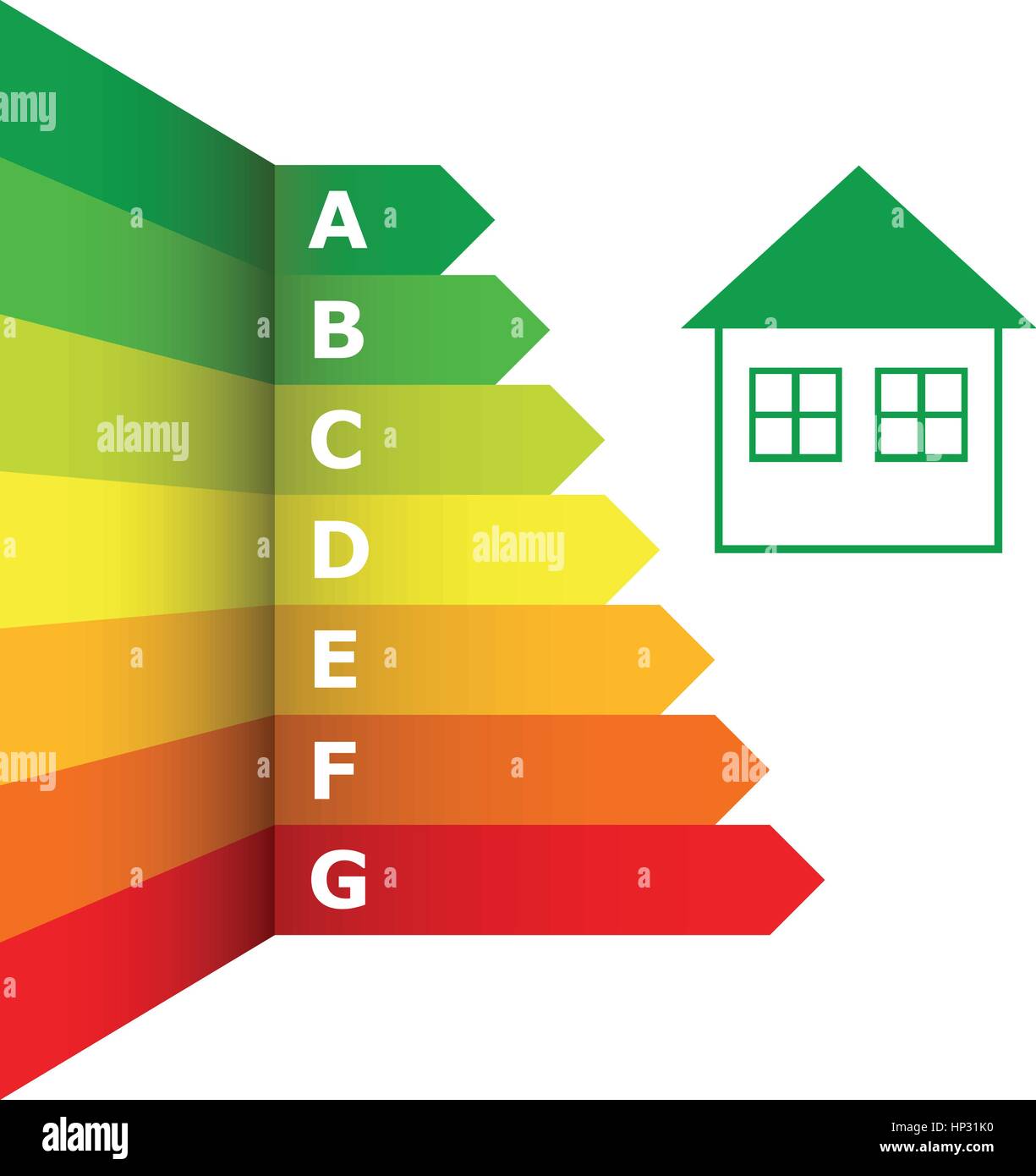 Energy efficiency rating and house icon - energy Label, vector ...