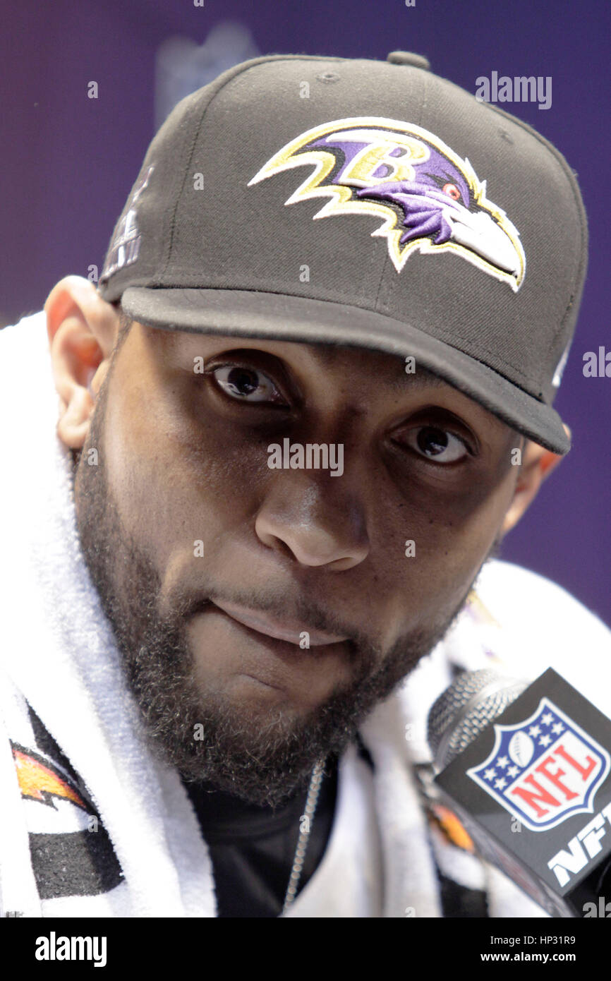 Baltimore Ravens' Ray Lewis talks to reporters at the Super Bowl XLVII ...