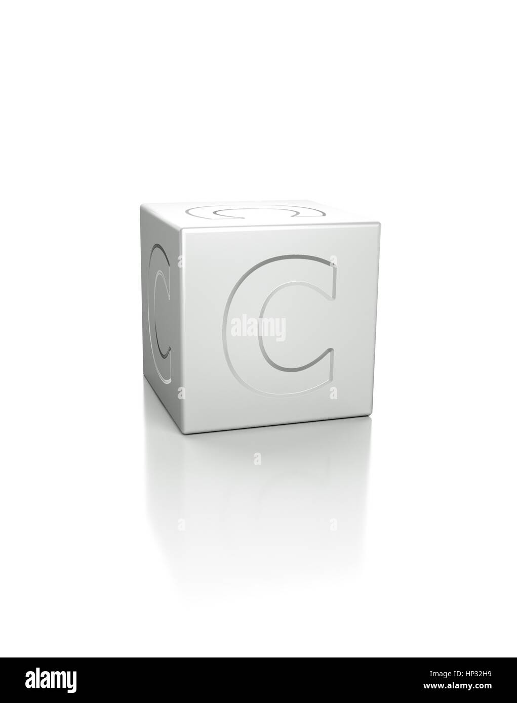 Cube with the letter C embossed Stock Photo - Alamy