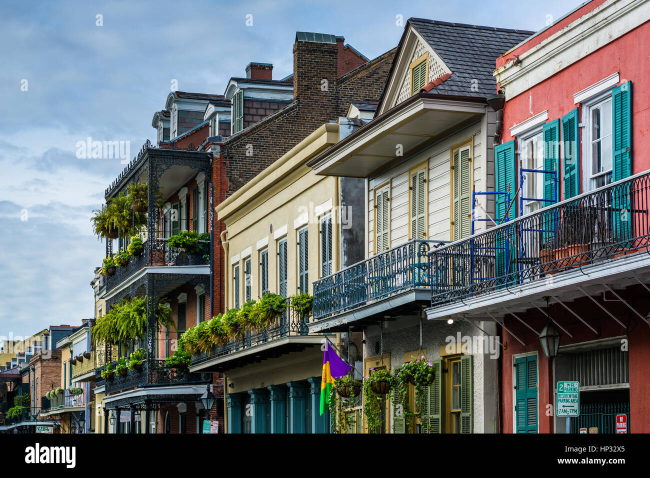 Colorful buildings in the French Quarter, in New Orleans, Louisiana ...
