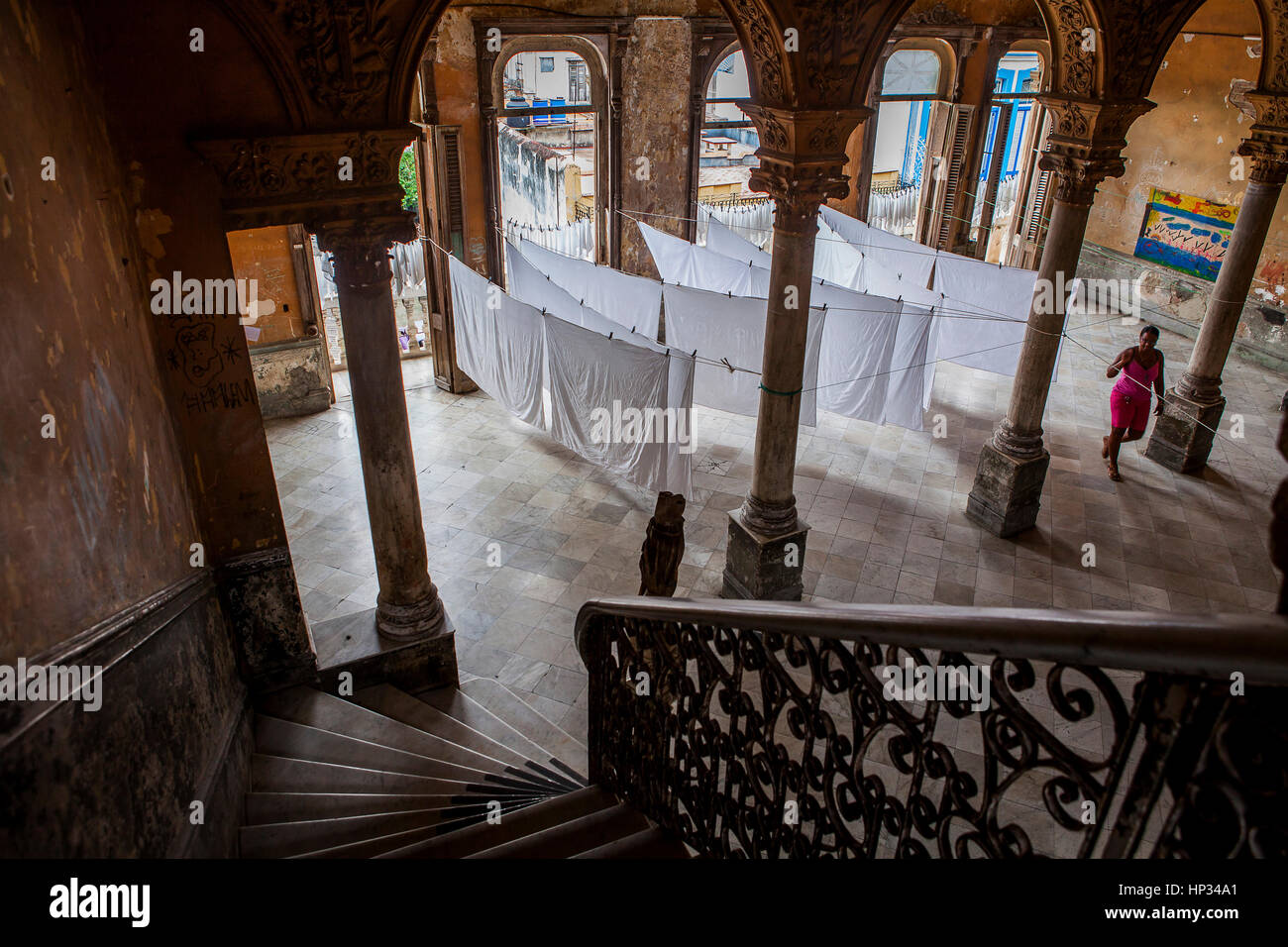 Entrance to the restaurant Paladar La Guarida, Centro Habana district ...