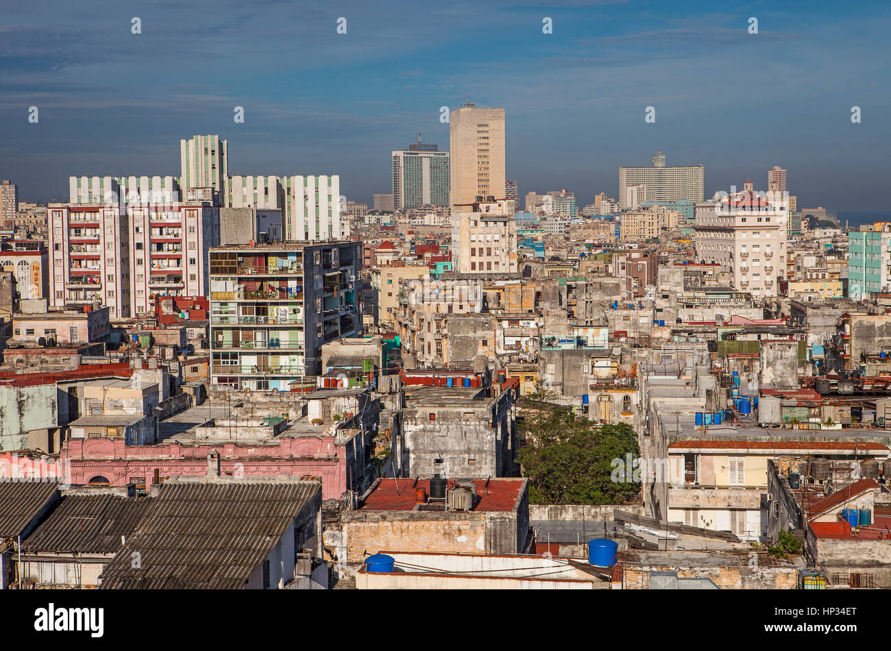 View of Centro Habana district and in background Vedado district, La ...