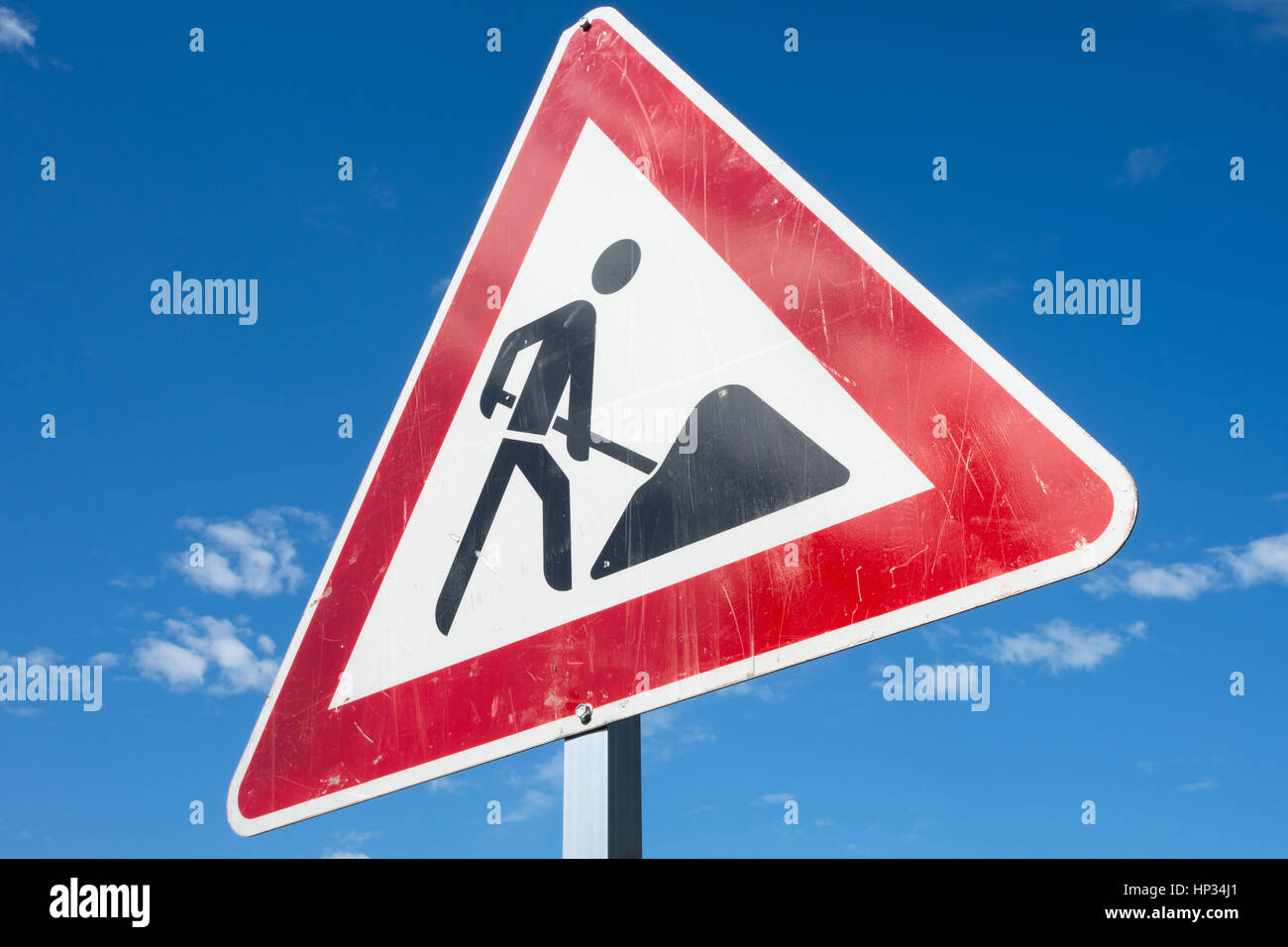 German road sign: roadworks Stock Photo - Alamy