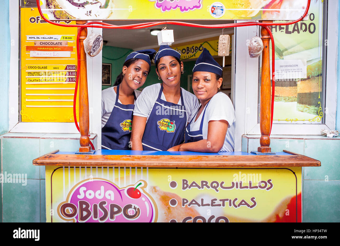 Women, Workers of Soda Obispo, a ice cream shop, in Obispo street ...