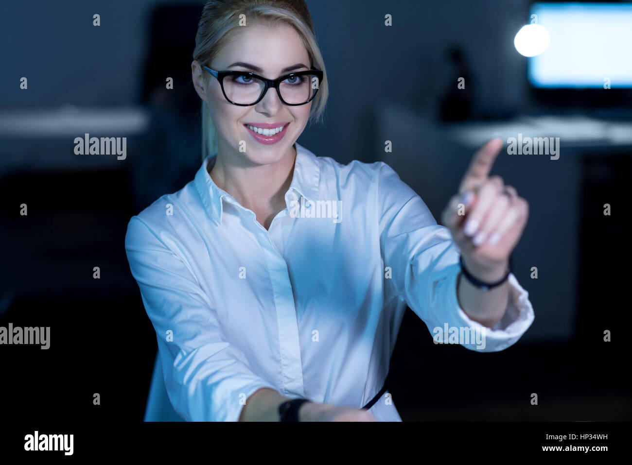 Attractive IT woman working in the office Stock Photo - Alamy