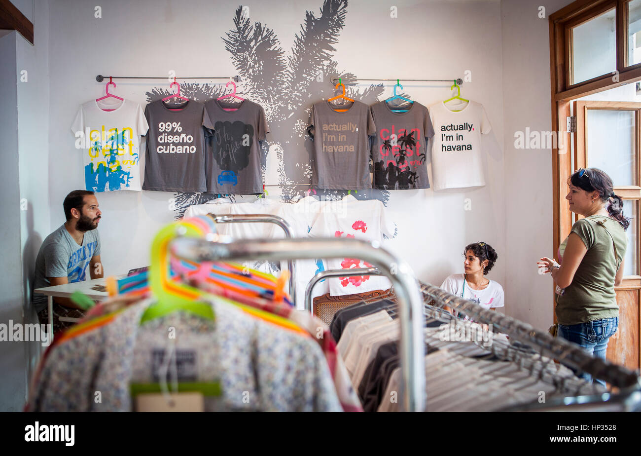 Clandestina,design shop, cuentapropista, in Villegas street, Habana ...