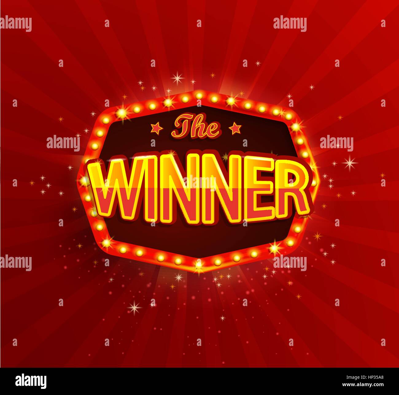 The winner retro banner with glowing lamps. Vector illustration for ...