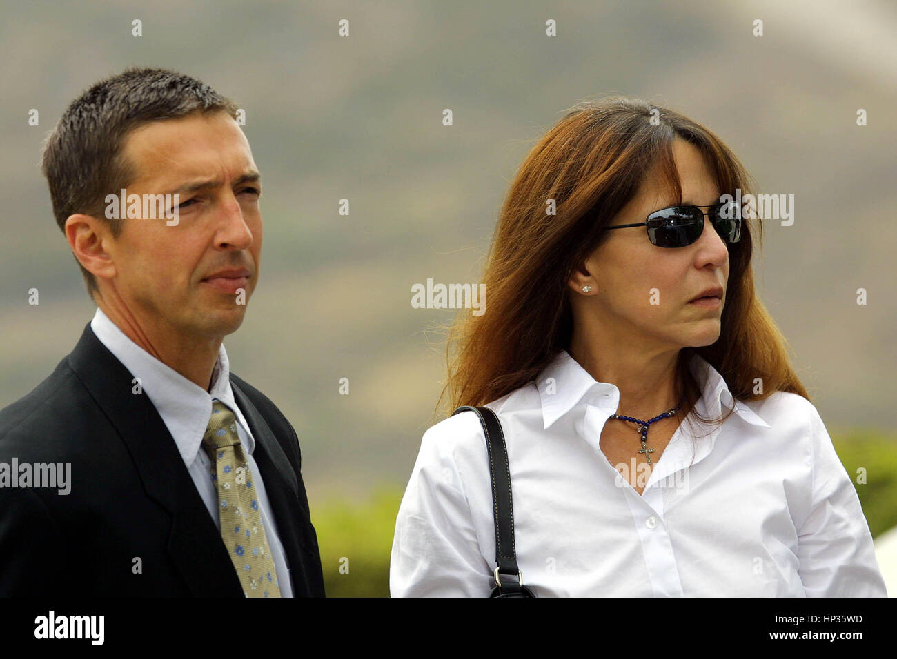 Patti Davis and Ron Reagan during funeral service at the Reagan Library ...