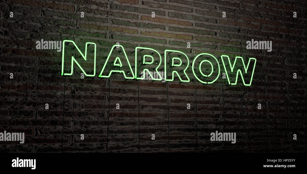 NARROW -Realistic Neon Sign on Brick Wall background - 3D rendered ...