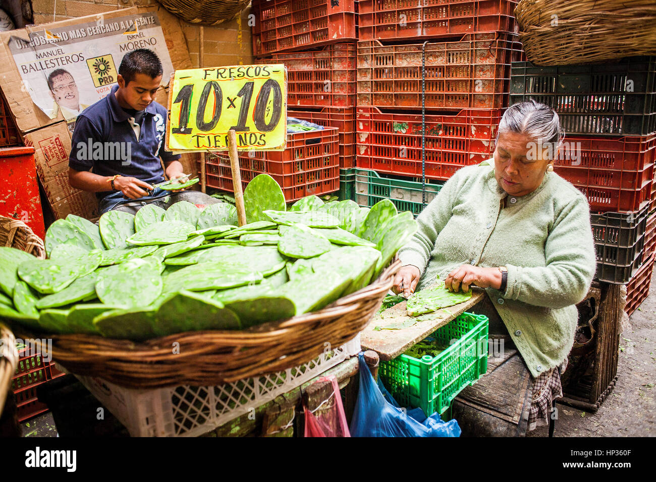 La Merced market, nopales shop, Mexico City, Mexico Stock Photo - Alamy