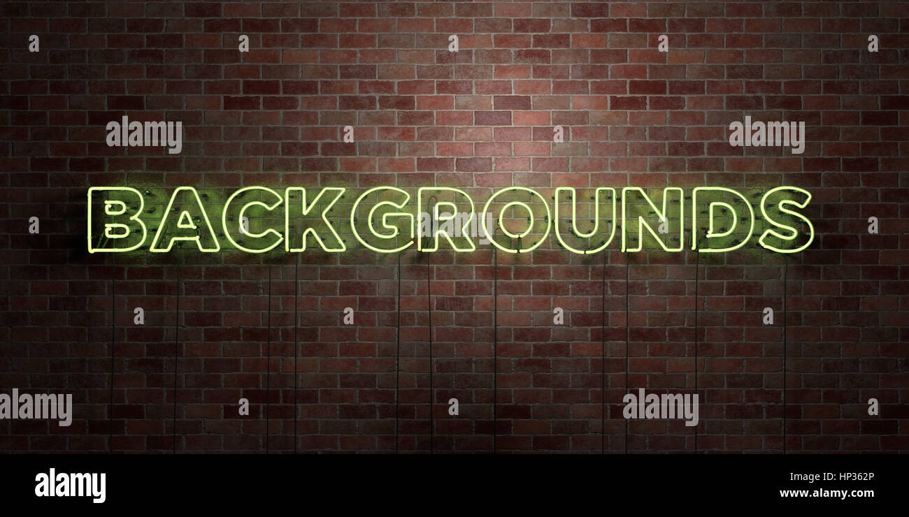 BACKGROUNDS - fluorescent Neon tube Sign on brickwork - Front view - 3D ...