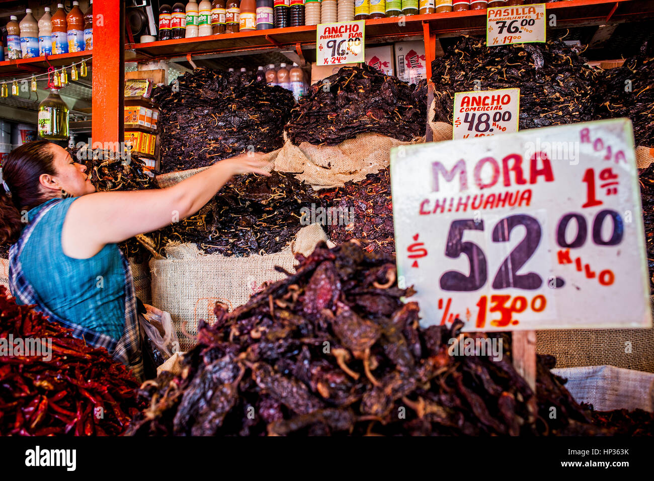 La Merced market, Chile or pepper shop, Mexico City, Mexico Stock Photo - Alamy