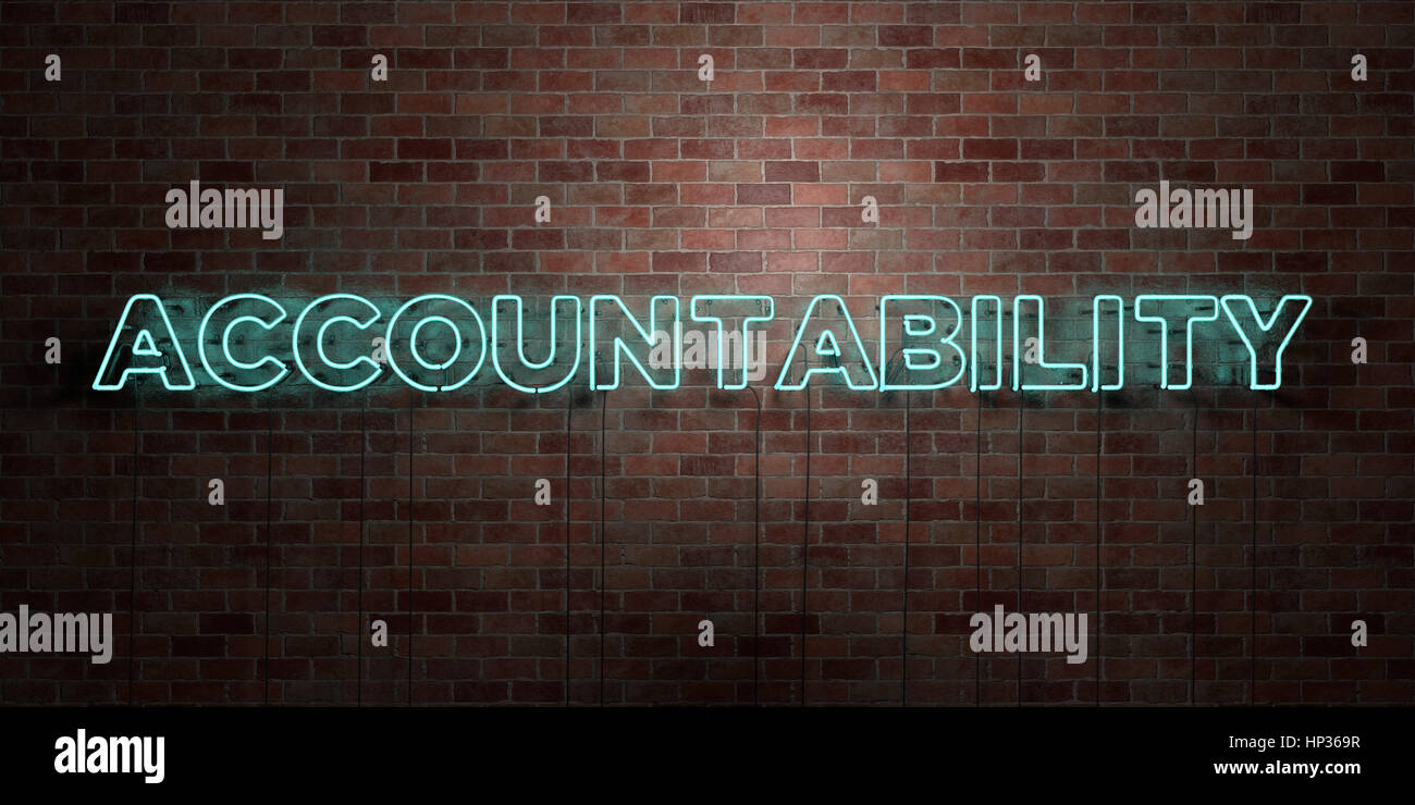 ACCOUNTABILITY - fluorescent Neon tube Sign on brickwork - Front view ...