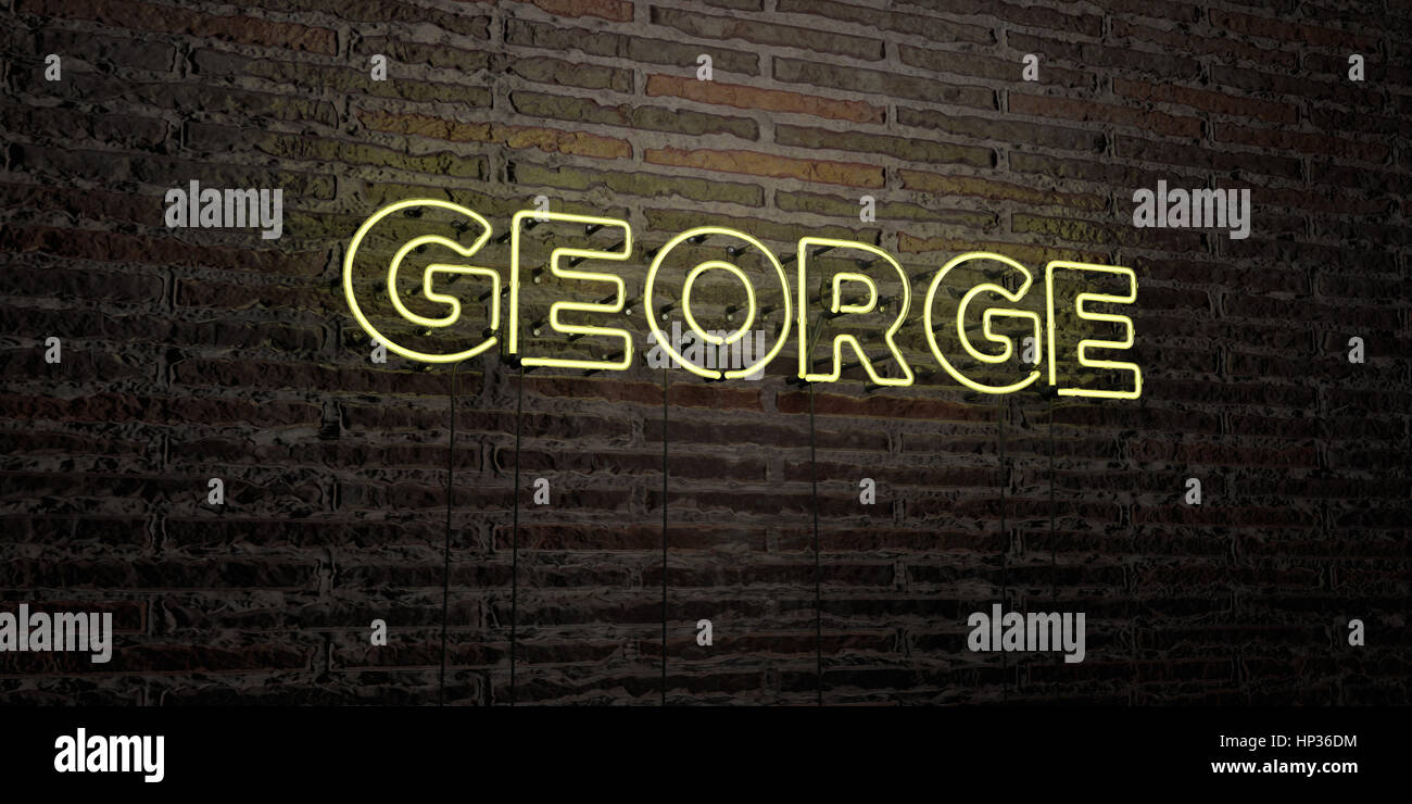 GEORGE -Realistic Neon Sign on Brick Wall background - 3D rendered ...