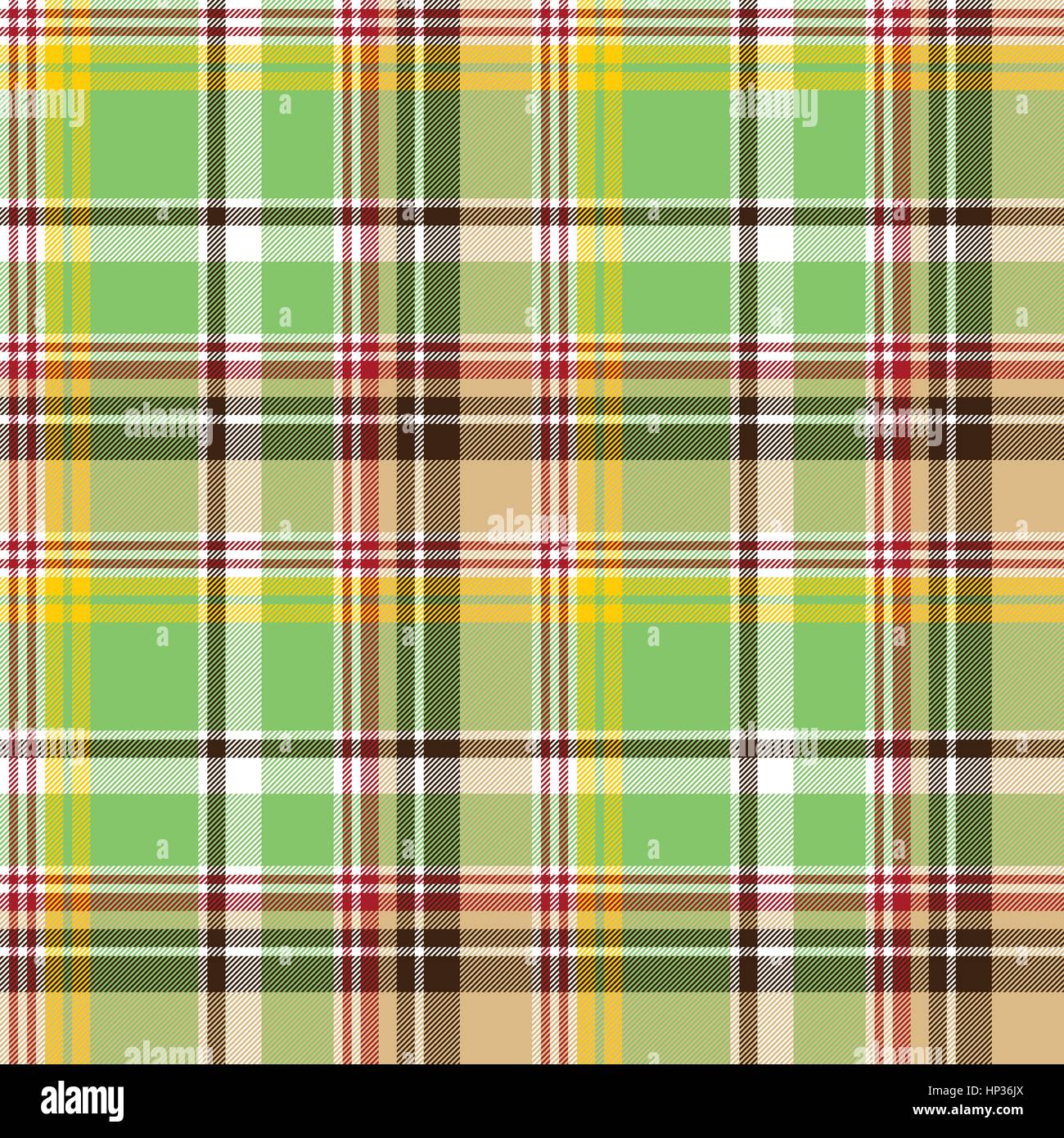 Fabric texture plaid green madras seamless pattern. Vector illustration ...