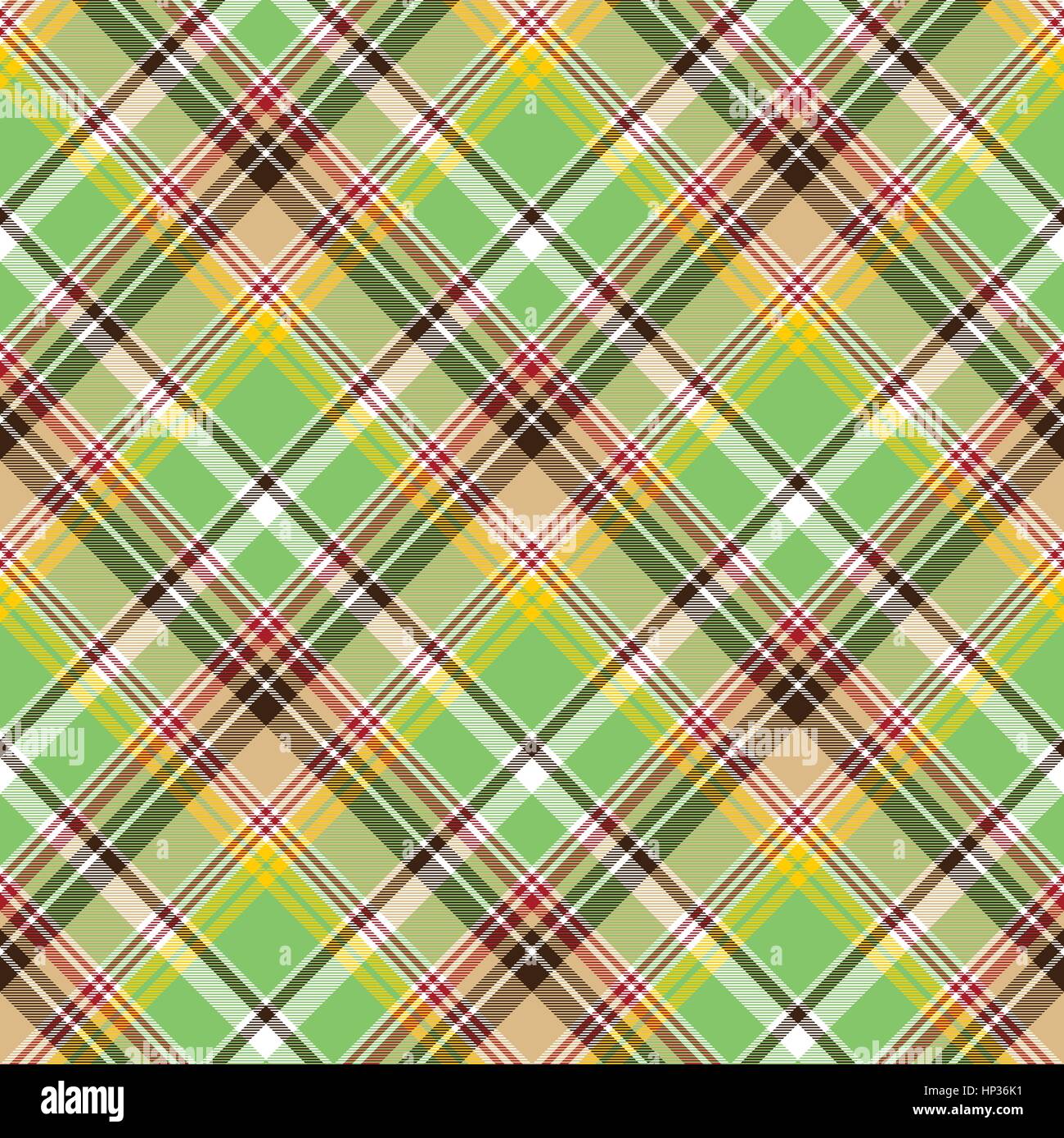 Fabric texture plaid green madras seamless pattern. Vector illustration ...