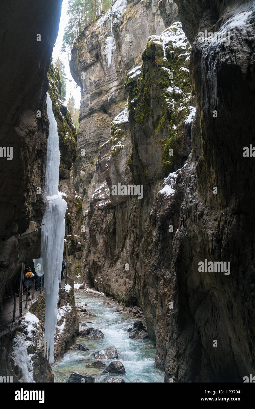 Winter in Gorge Partnachklamm in Garmisch-Partenkirchen, Bavaria ...