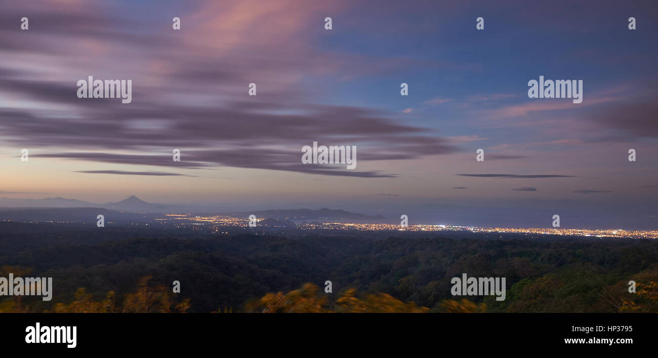Panorama of managua city aerial view at night time Stock Photo - Alamy