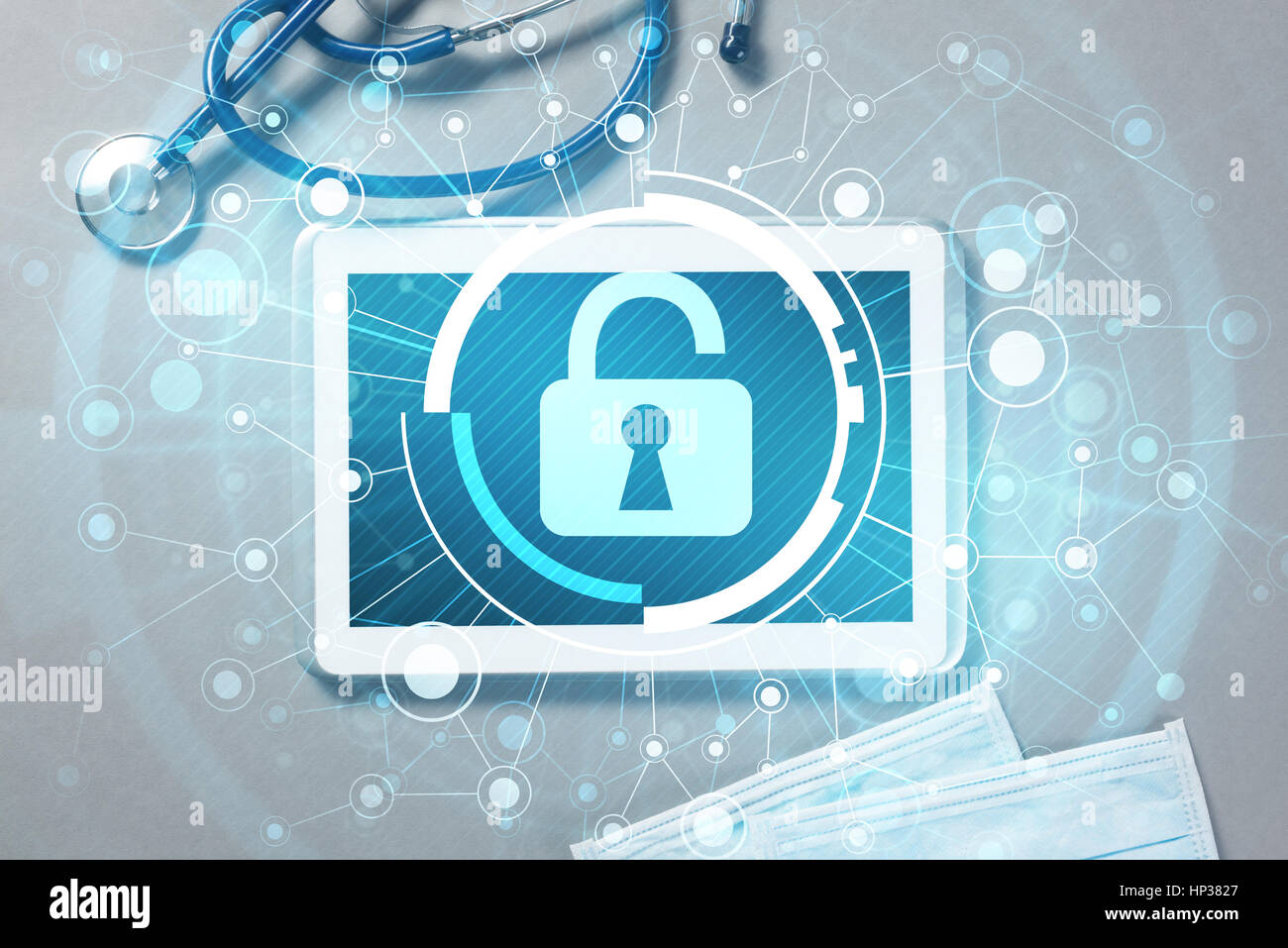 White tablet pc and access security concept on media screen Stock Photo ...