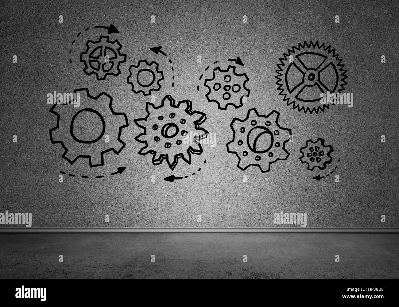 Gear hand drawn mechanism hi-res stock photography and images - Alamy