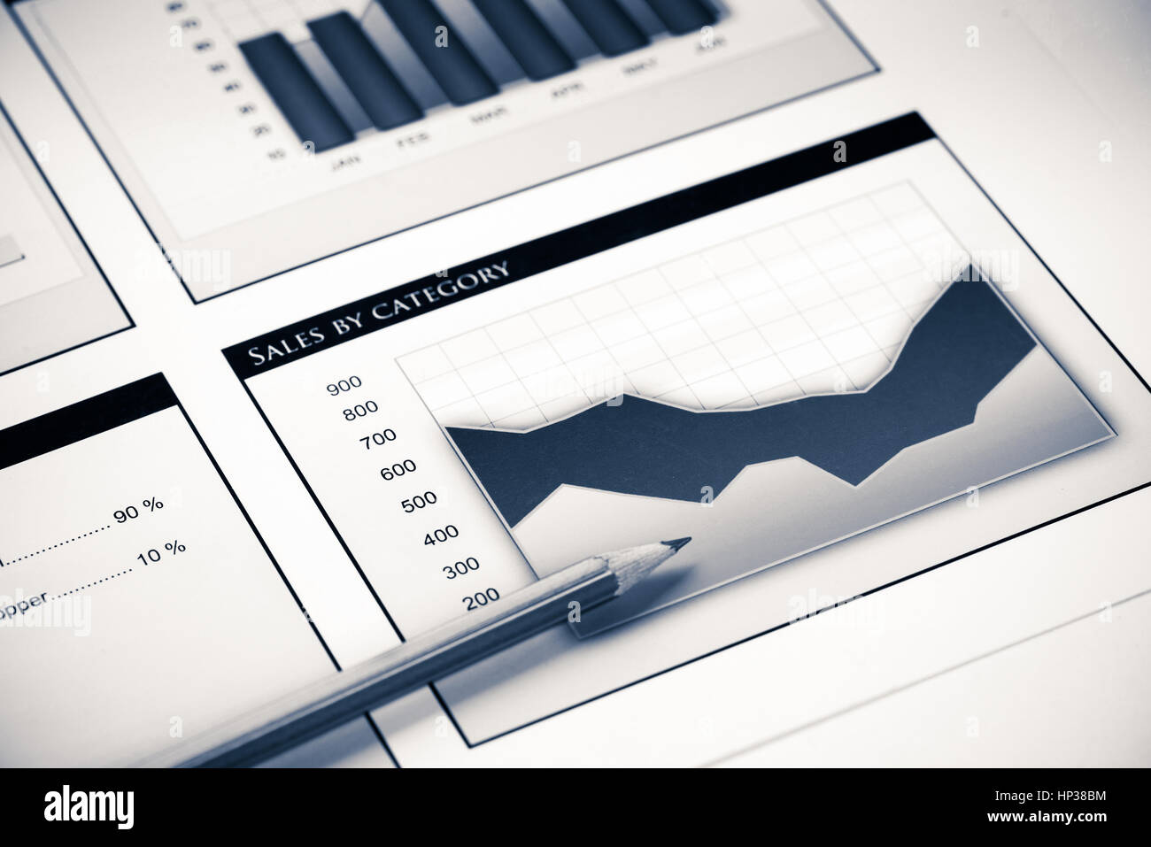 Charts and graphs of sales as symbol of successful corporate business ...