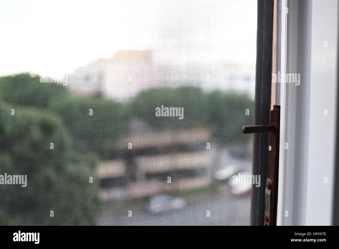 Mosquito net on a PVC window Stock Photo - Alamy
