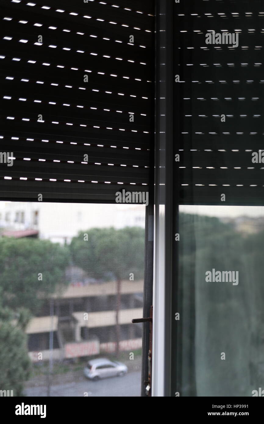 Mosquito net on a PVC window Stock Photo - Alamy
