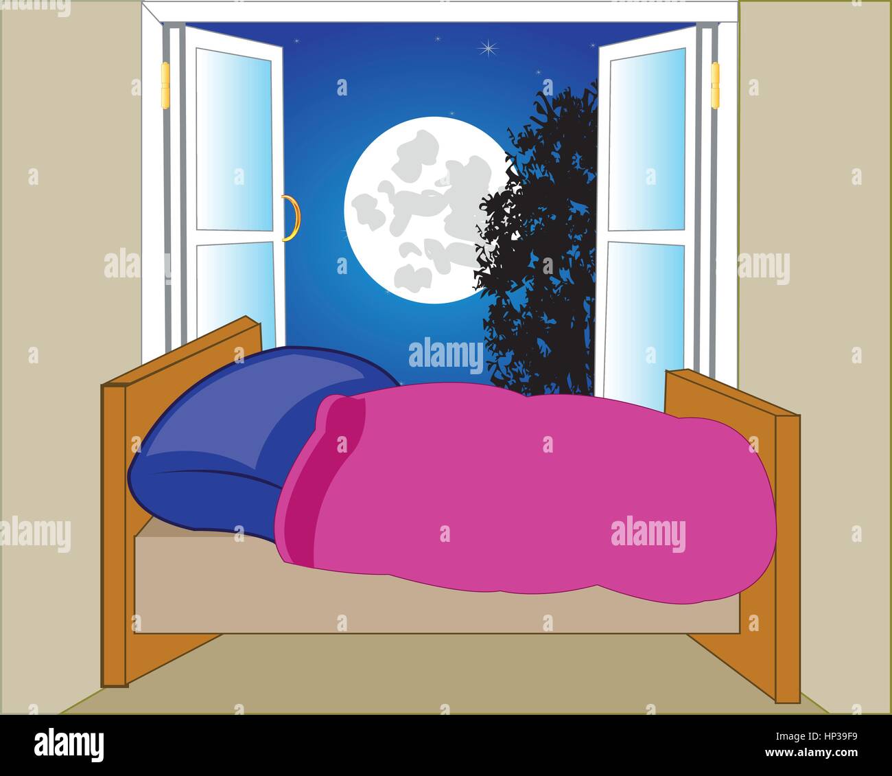 Open Window At Night Clipart