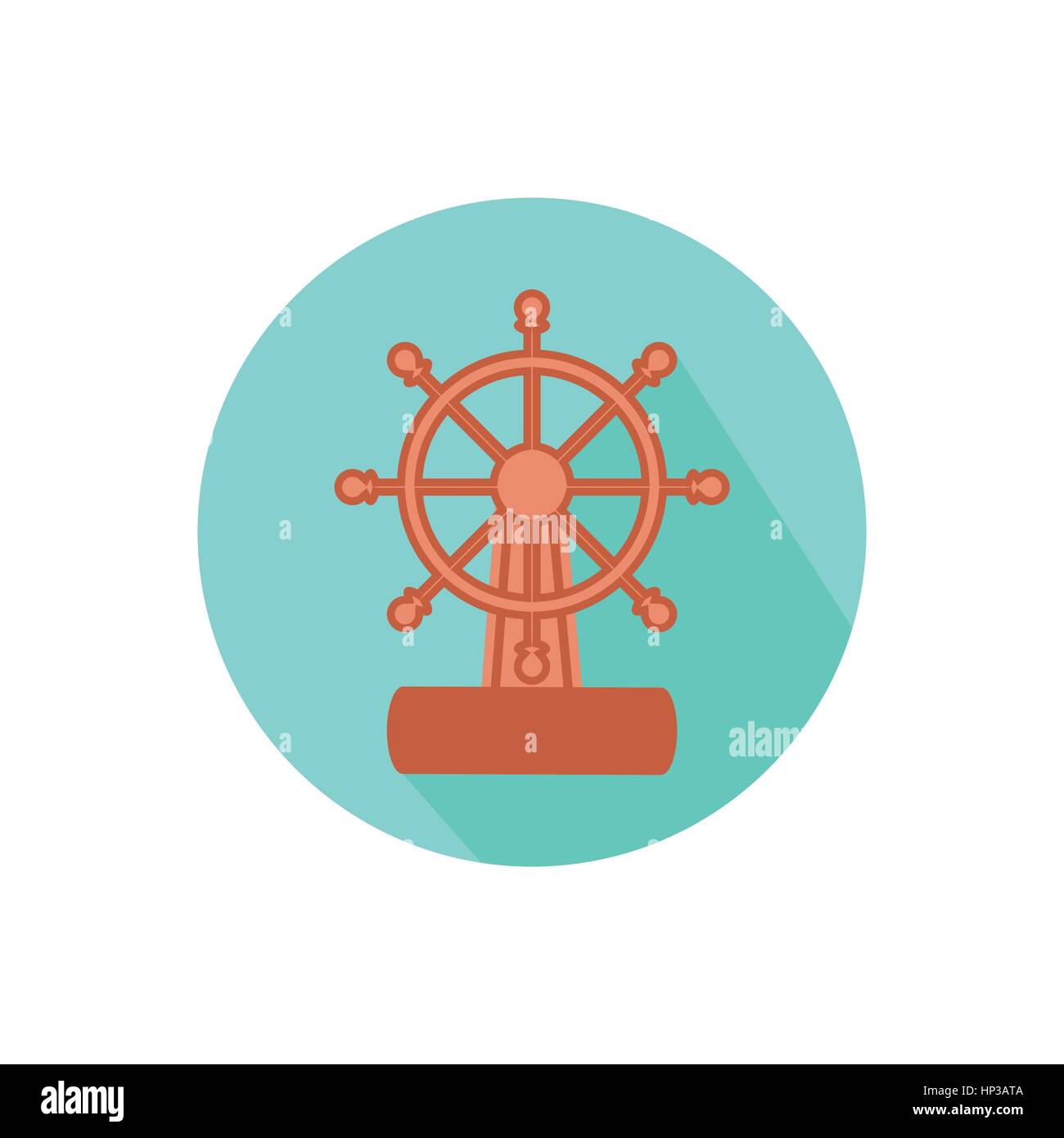 sailor wheel. on a white background in a bright circle. Trendy flat ...