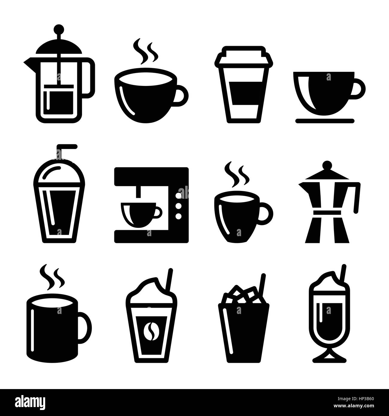 Coffee drinks, coffee makers icons set Stock Vector Image & Art - Alamy