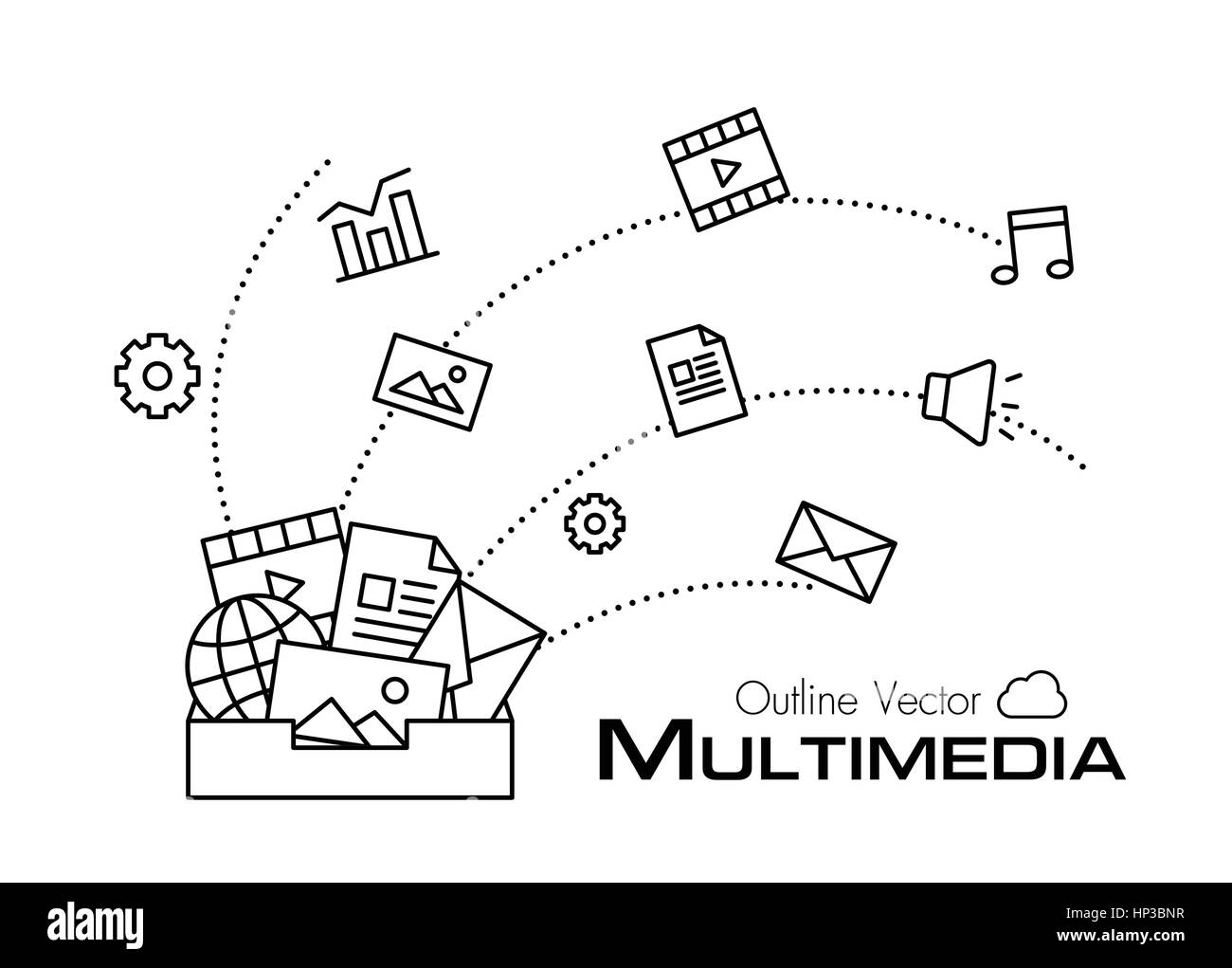 Multimedia box . outline style Stock Vector Image & Art - Alamy
