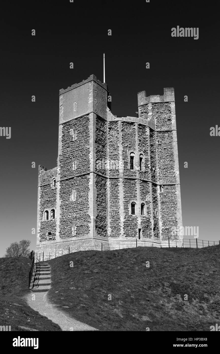 Summer view of the Norman Keep castle at Orford village, Suffolk County ...