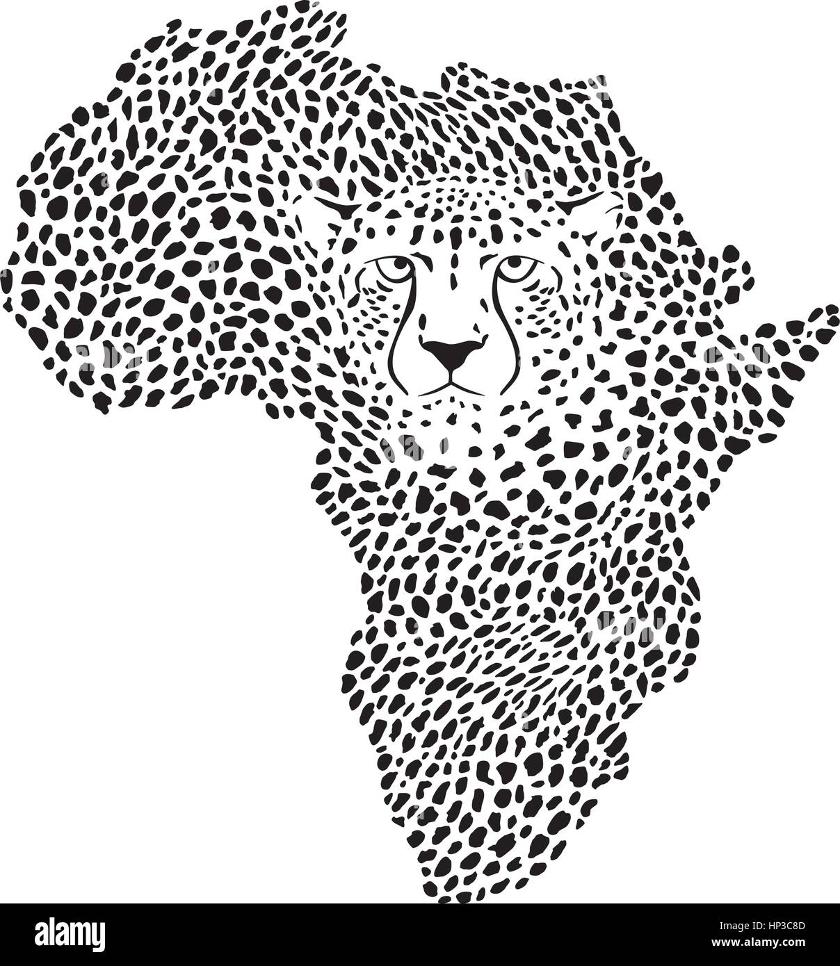vector illustration symbol Africa in cheetah camuflage Stock Vector ...