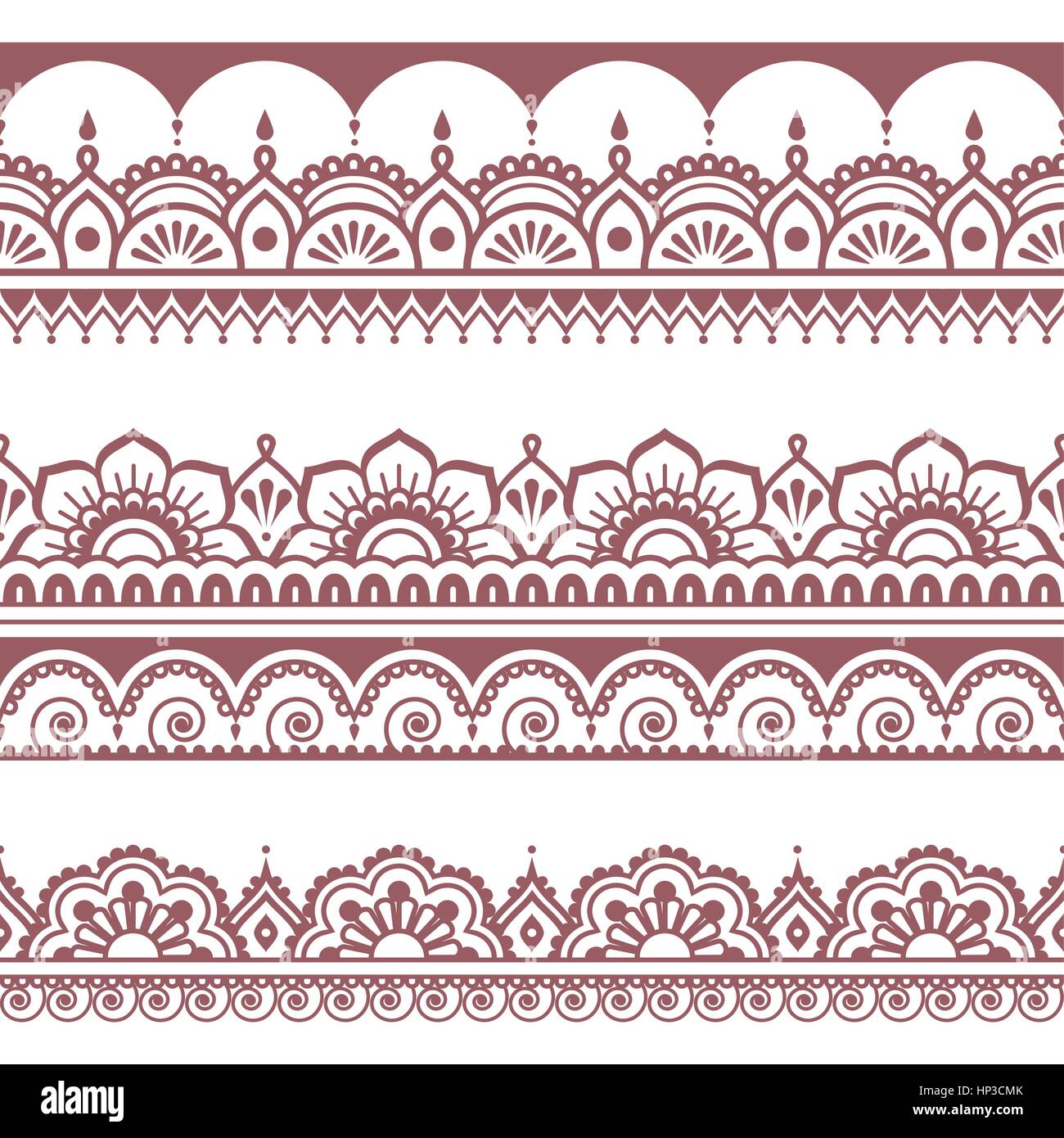 Indian seamless brown pattern, design elements - Mehndi tattoo style ...