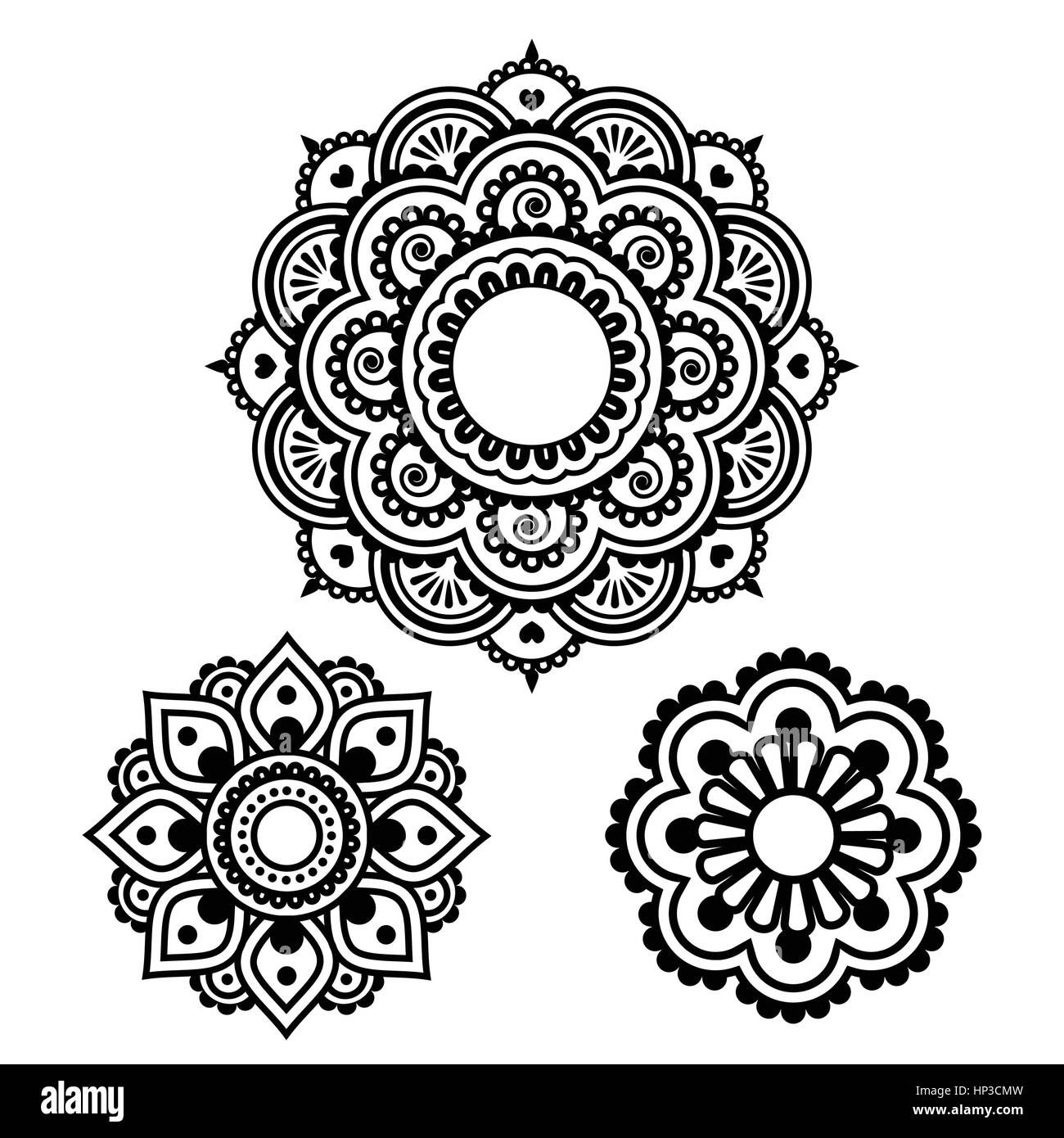 Indian Henna tattoo round design - Mehndi pattern Stock Vector Image ...
