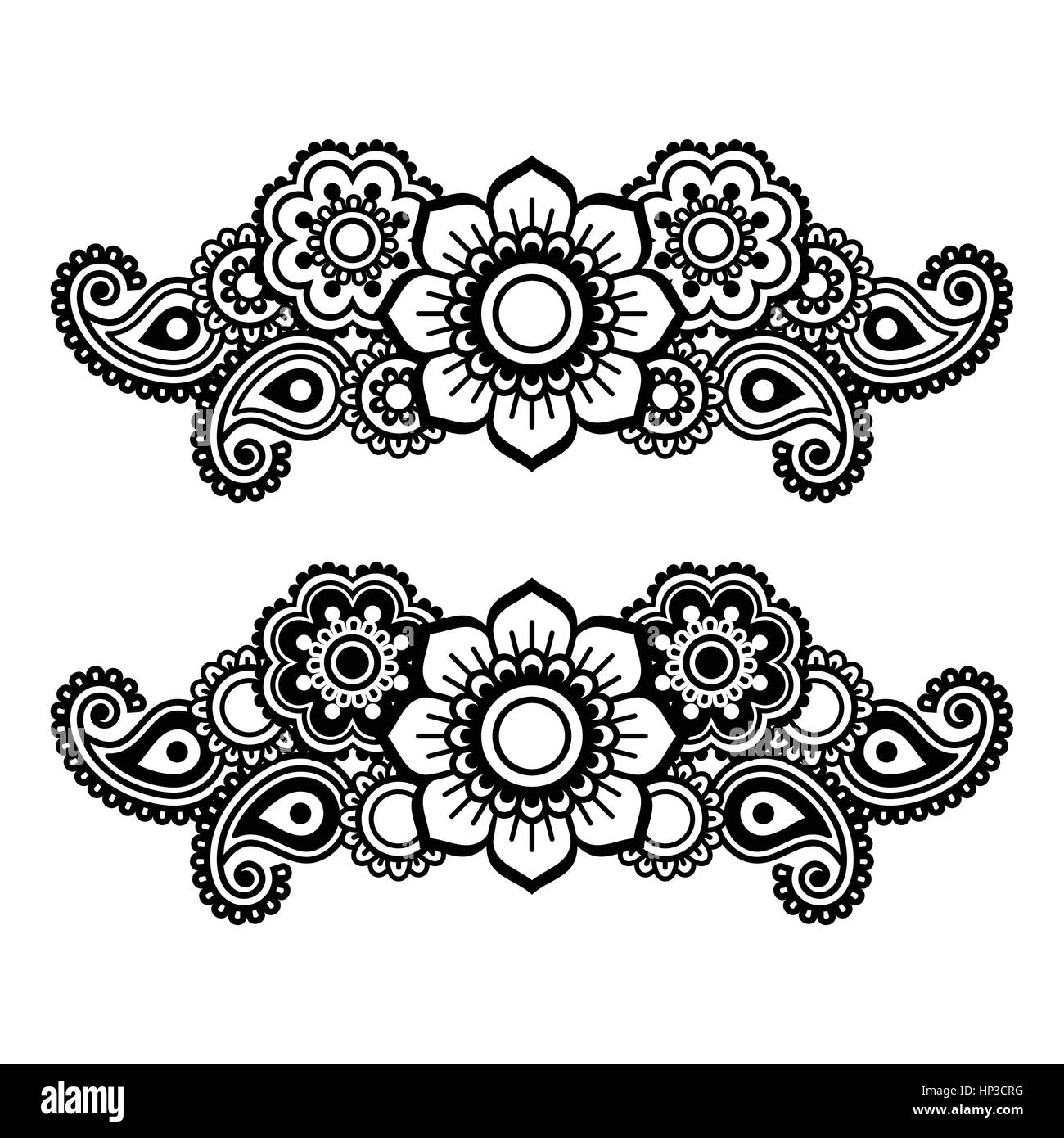 Mehndi, Indian Henna tattoo pattern or background. Vector geometrical ...