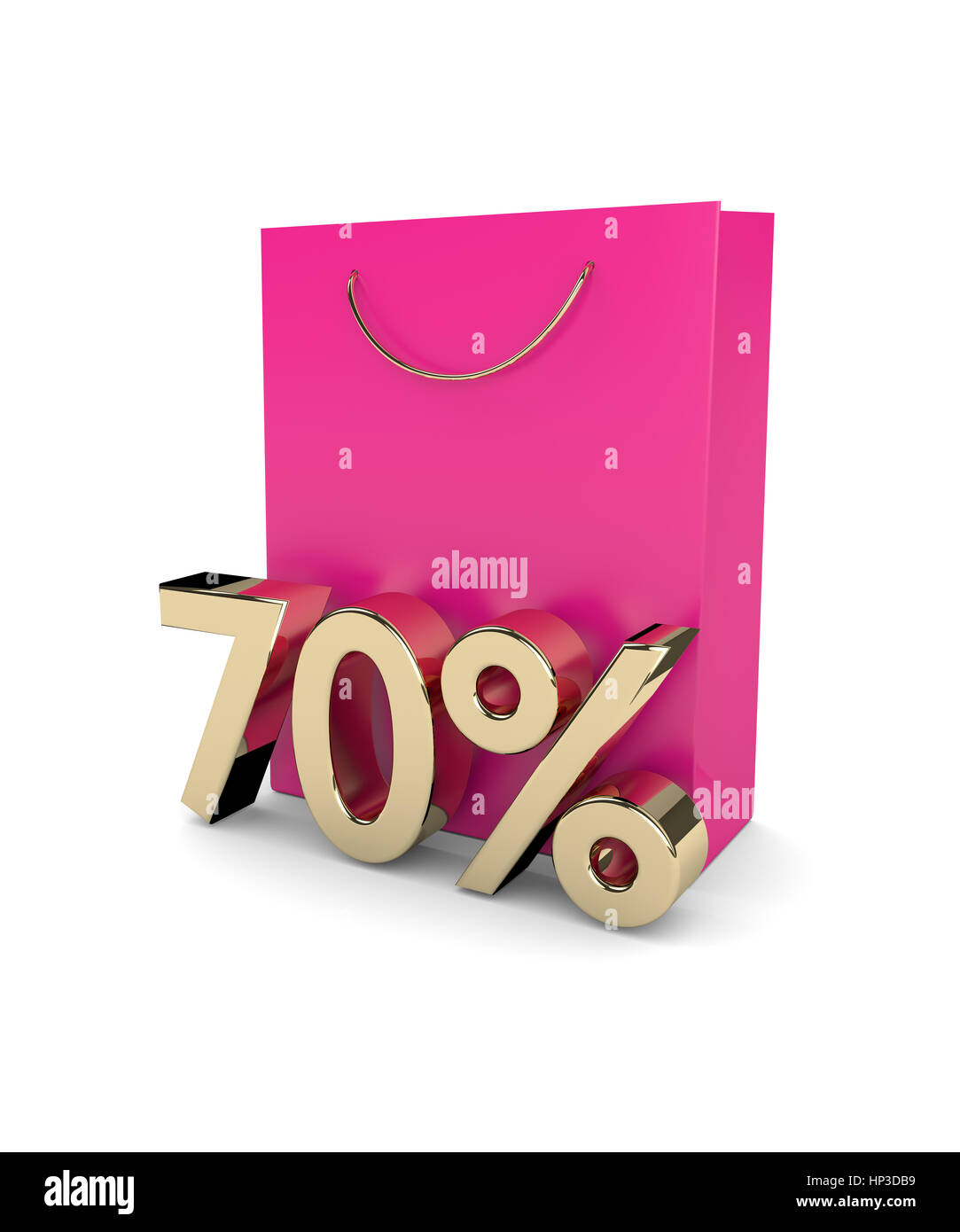 3d rendering of shopping bag and discount over white background Stock ...