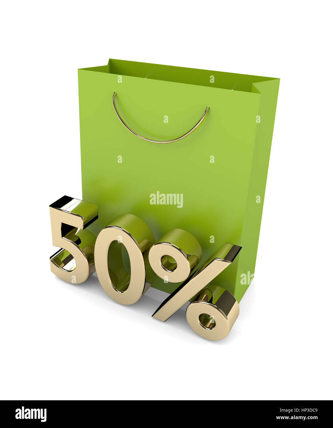 3d rendering of shopping bag and discount over white background Stock ...