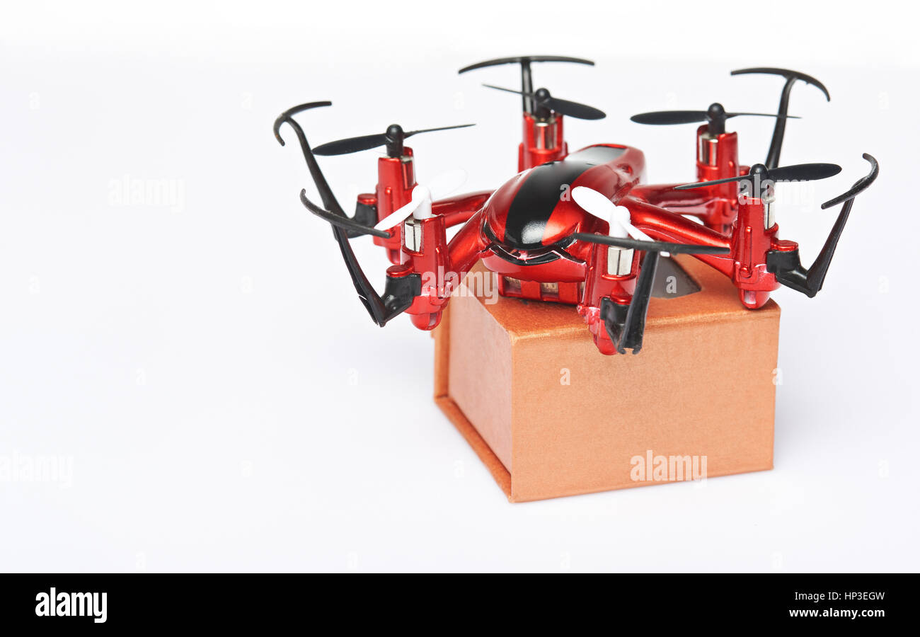 Delivery packages via drones concept. Fast air parcel shipping Stock ...