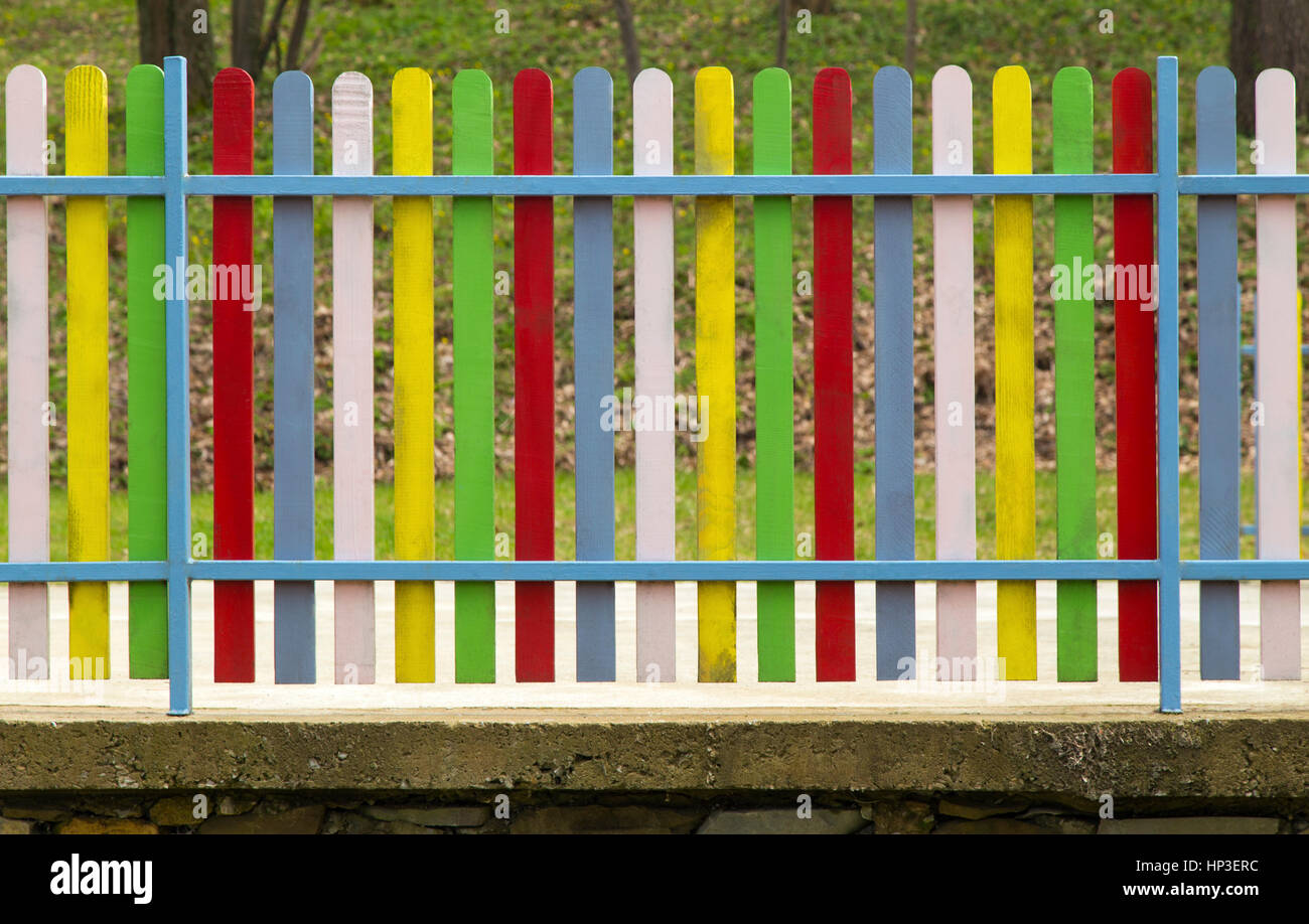 Colorful wooden fence Stock Photo - Alamy