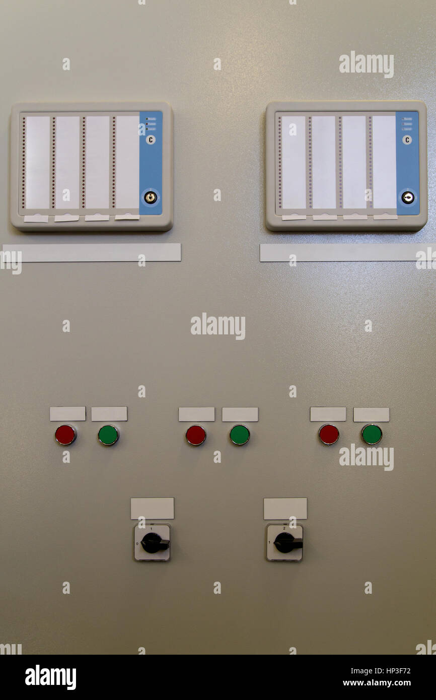 Electrical control panel with electronic devices in modern electrical ...