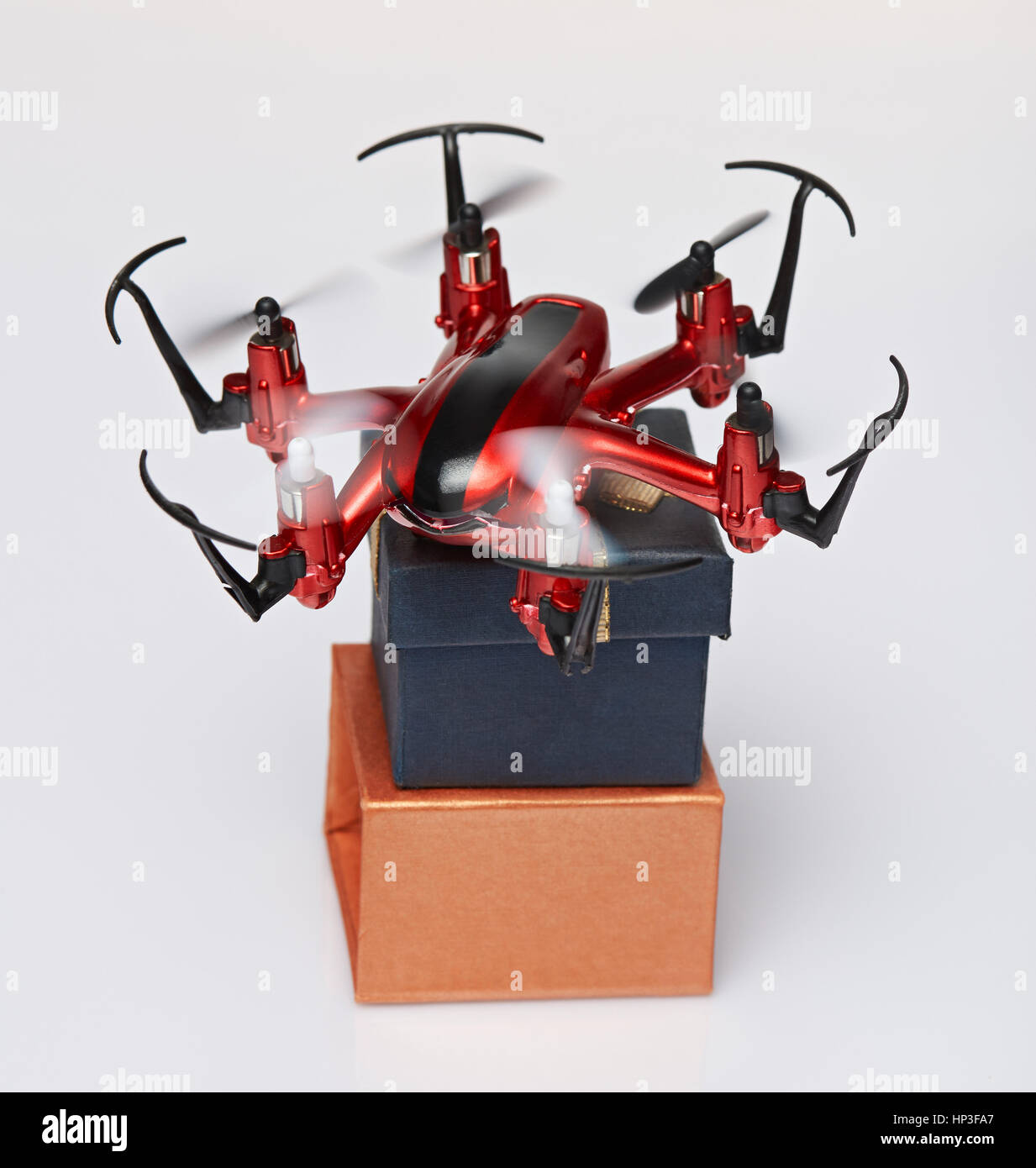 Drone carry boxes isolated on white background. Drone shipping service ...