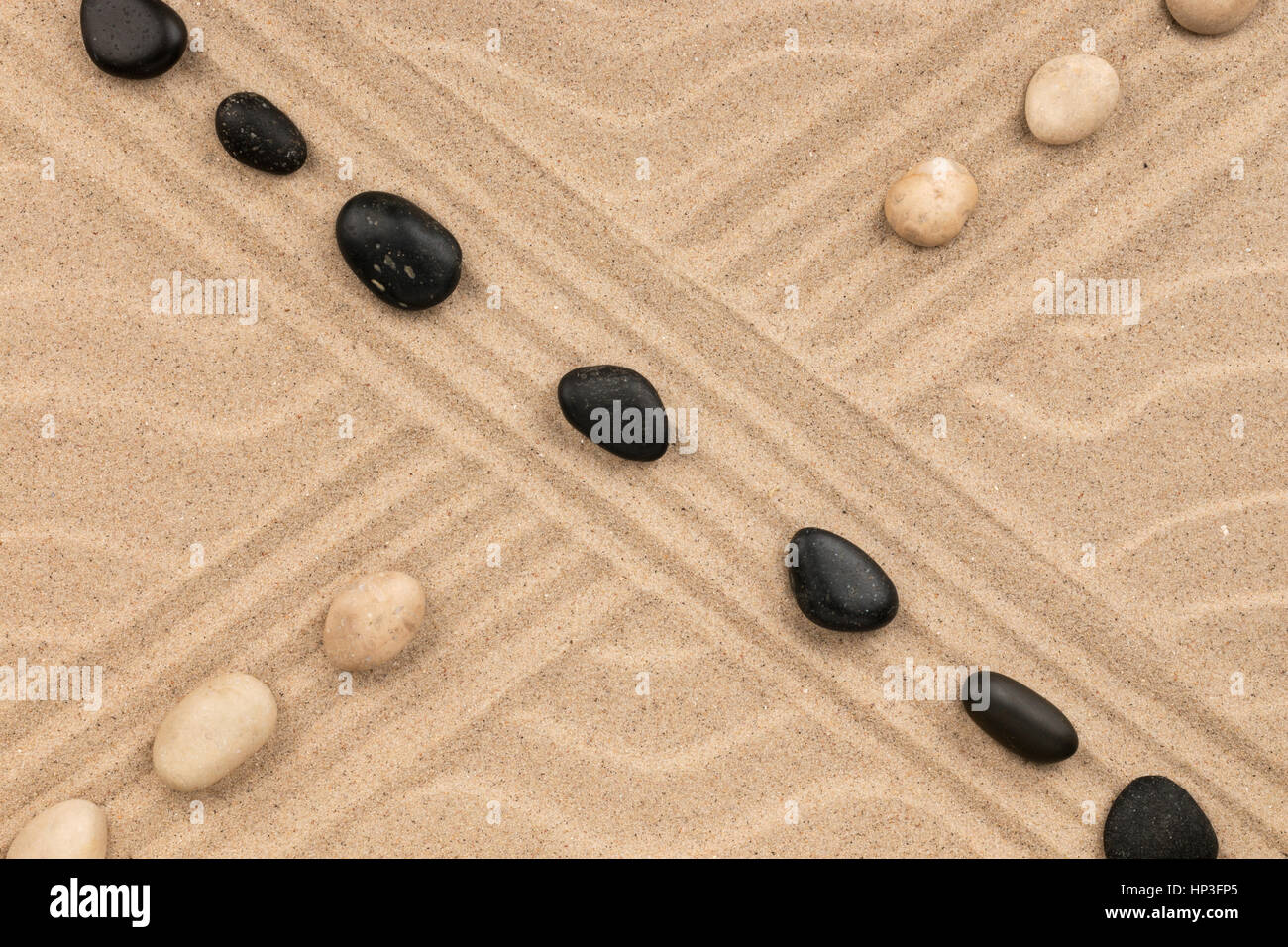 Intersection of two lines consisting of stones. View from above Stock ...