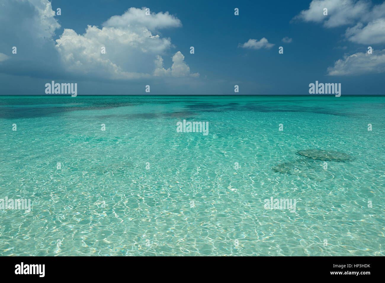 Caribbean clean blue sea water with clear sky. Seascape in bahamas ...